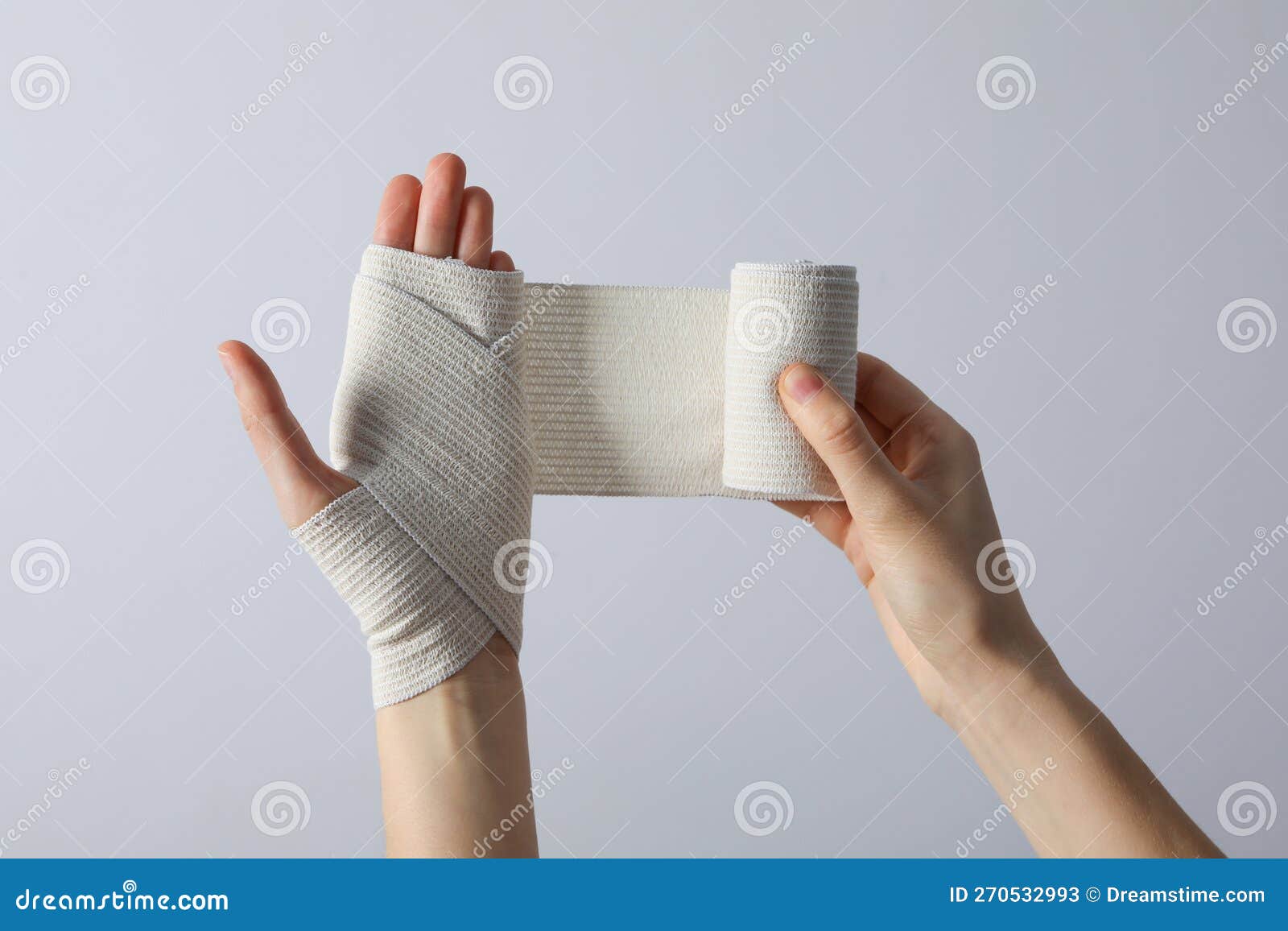 Concept of Hand Injury Help with Elastic Bandage Stock Image - Image of ...