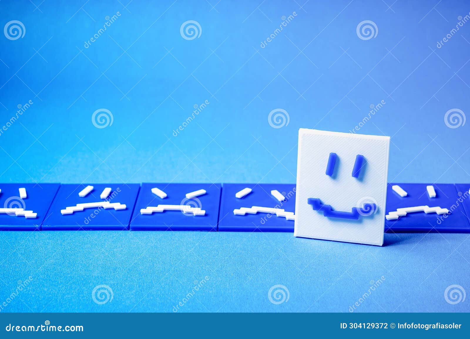 Concept of a Happy Face Around Sad and Angry Faces Stock Photo - Image ...