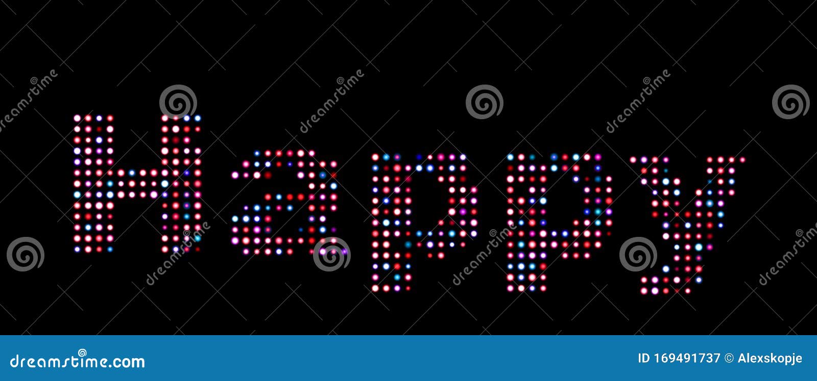 Happy led text over black stock illustration. Illustration of colorful ...