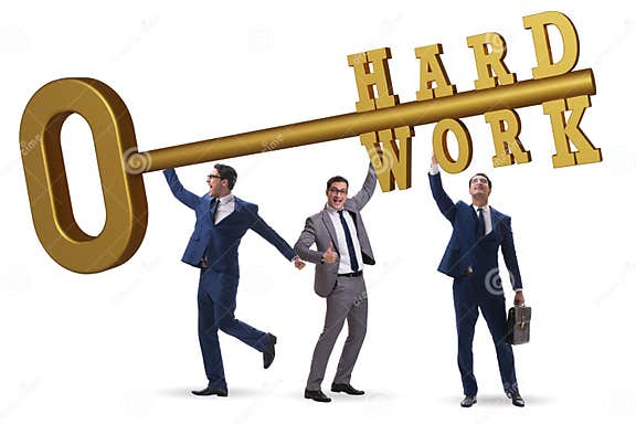 Concept of Hard Work with Key and Businessman Stock Photo - Image of ...