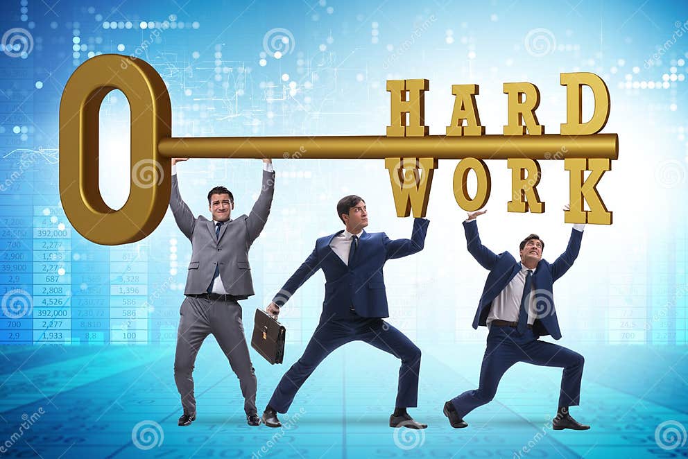 Concept of Hard Work with Key and Businessman Stock Image - Image of ...