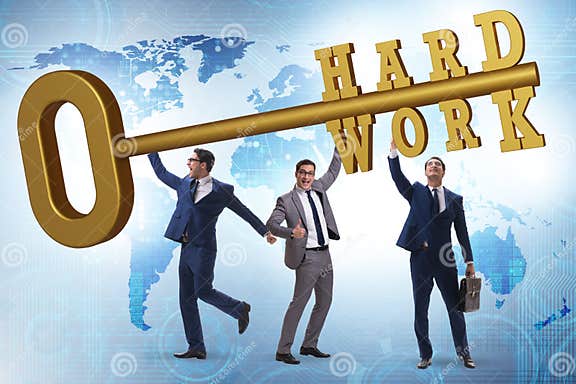 Concept of Hard Work with Key and Businessman Stock Photo - Image of ...