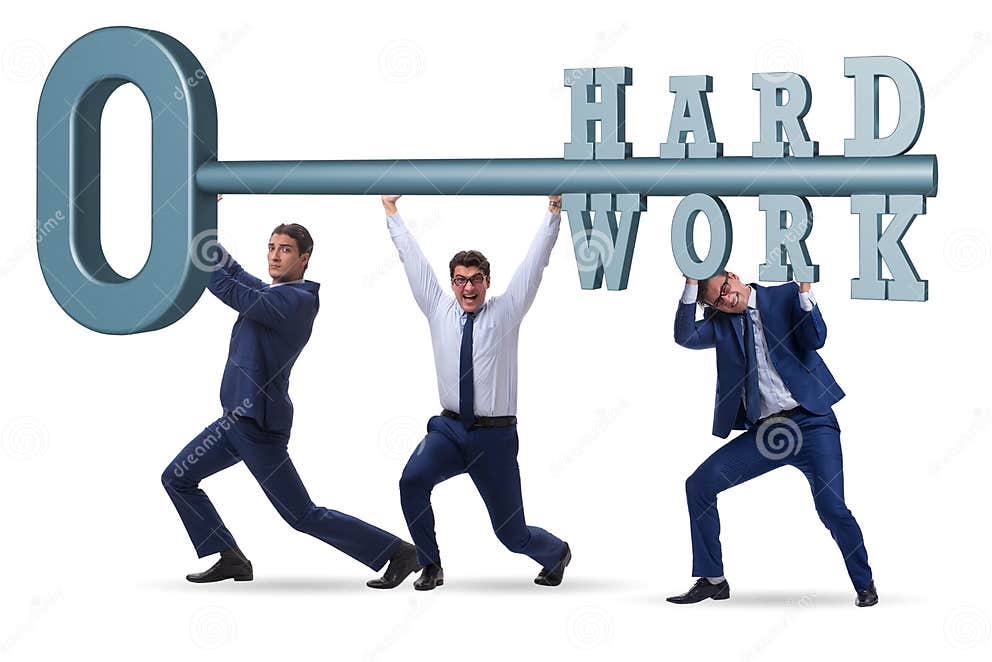 Concept of Hard Work with Key and Businessman Stock Photo - Image of ...