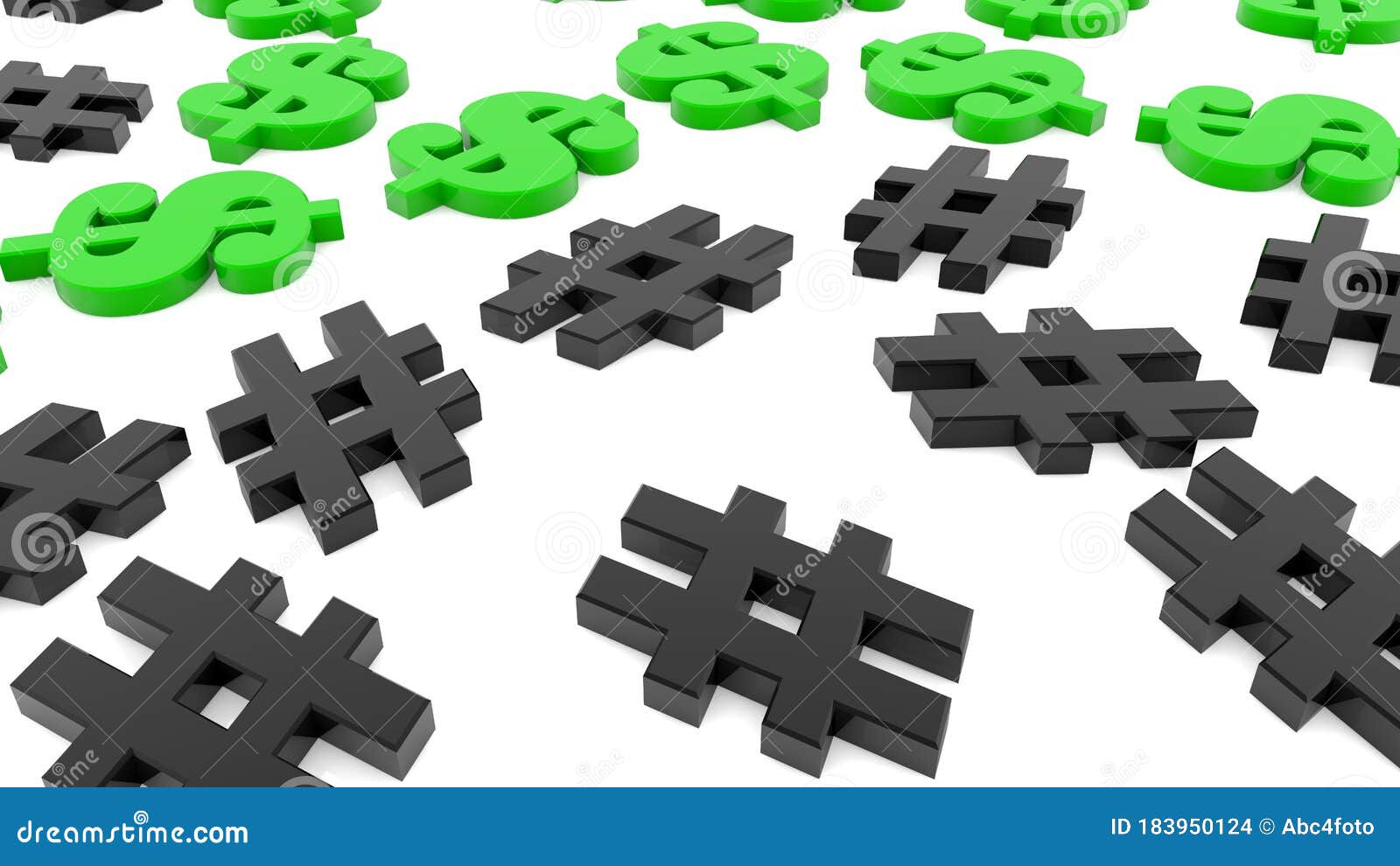Concept of Hashtags and Dollar Signs Stock Illustration - Illustration ...