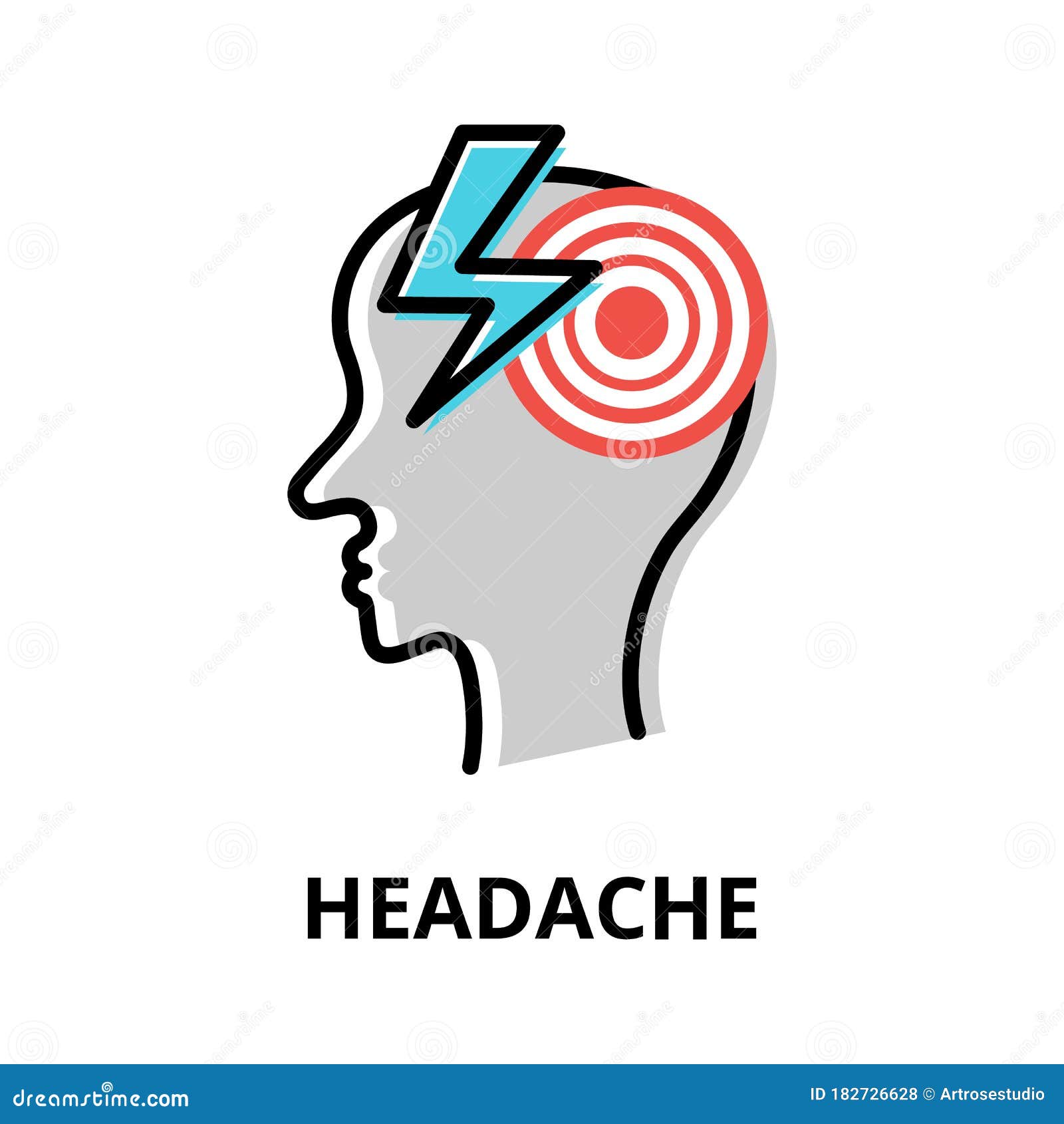 Concept of Headache Icon, Modern Flat Editable Line Design Vector ...