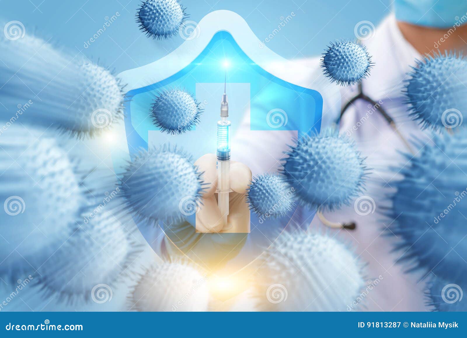The Concept of Health Protection from Viruses . Stock Image - Image of ...