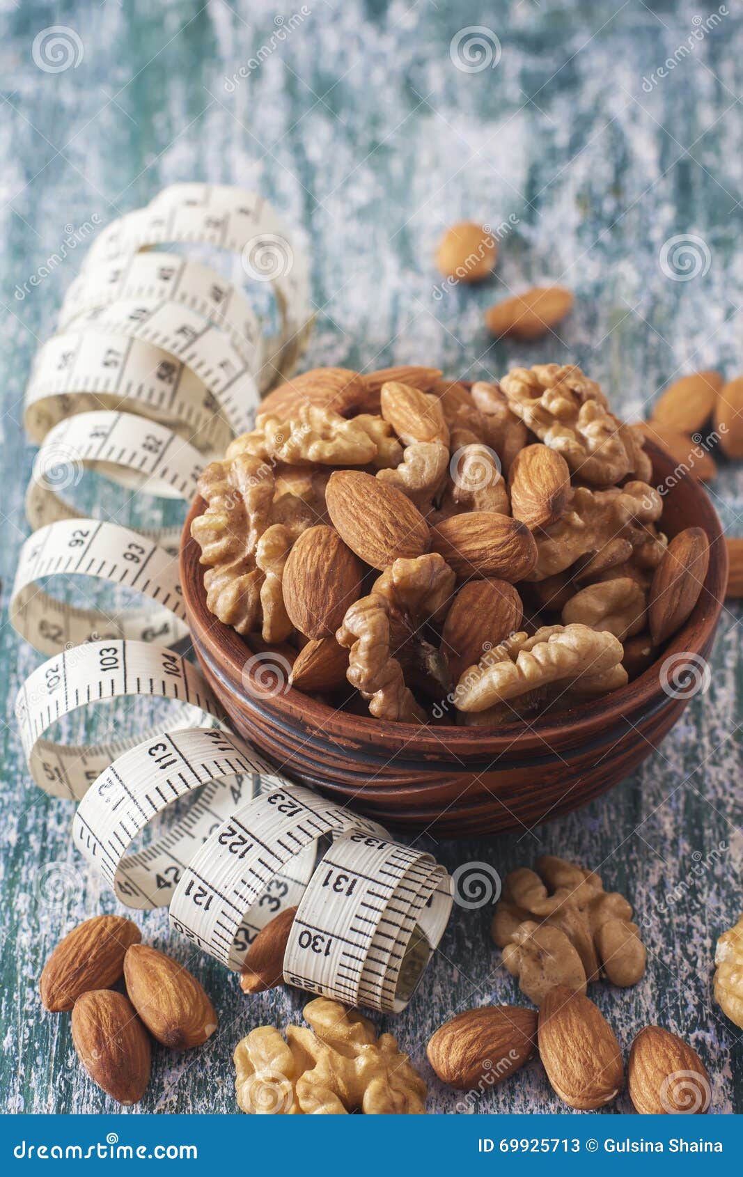 The Concept of a Healthy Lifestyle, Nuts and Measuring Meter Stock ...