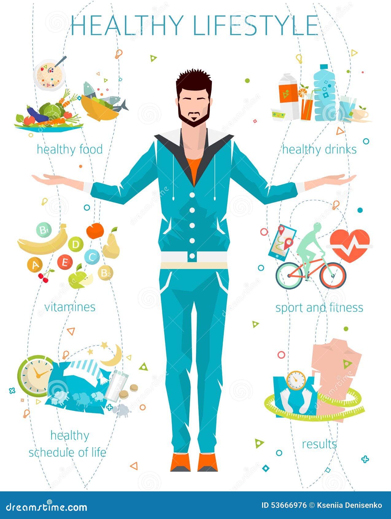 Concept Of Healthy Lifestyle Stock Vector Illustration Of Active