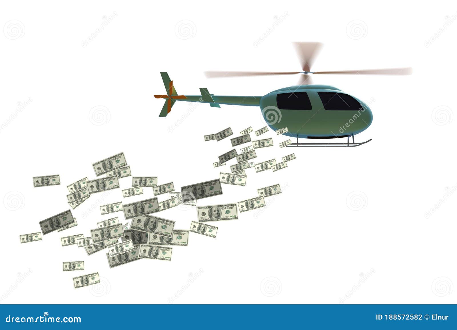 Concept of Helicopter Money in Economic Stimulation Stock Illustration ...