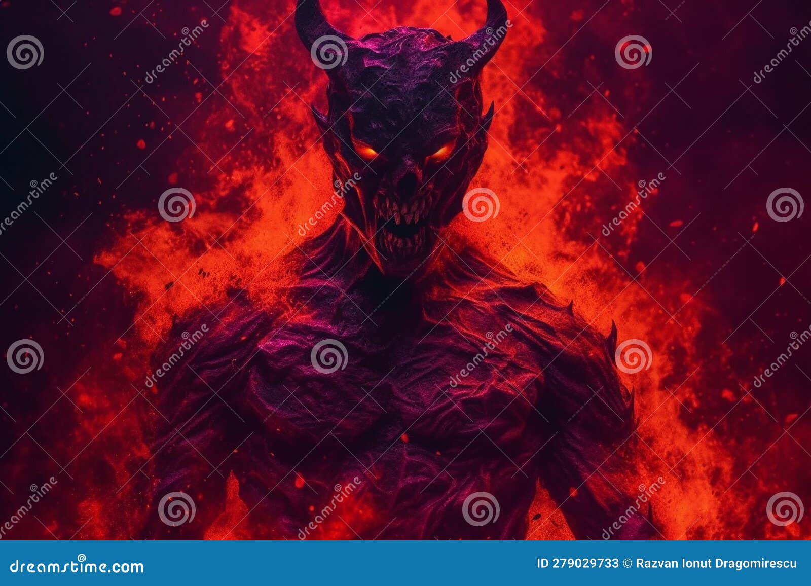 Concept of Hell. Fierce Flames and Raging Fire Surround a ...