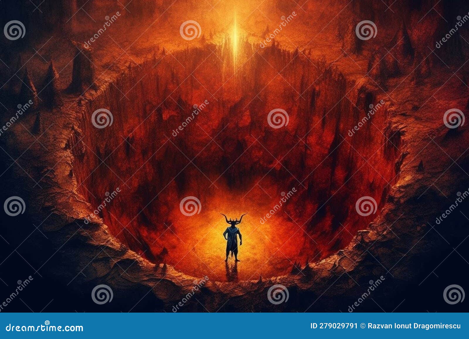 Concept of Hell. Fierce Flames and Raging Fire Surround a ...