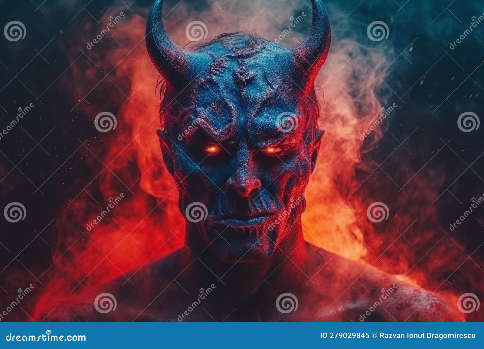 Concept of Hell. Fierce Flames and Raging Fire Surround a ...