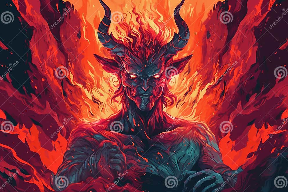 Concept of Hell. Fierce Flames and Raging Fire Surround a ...