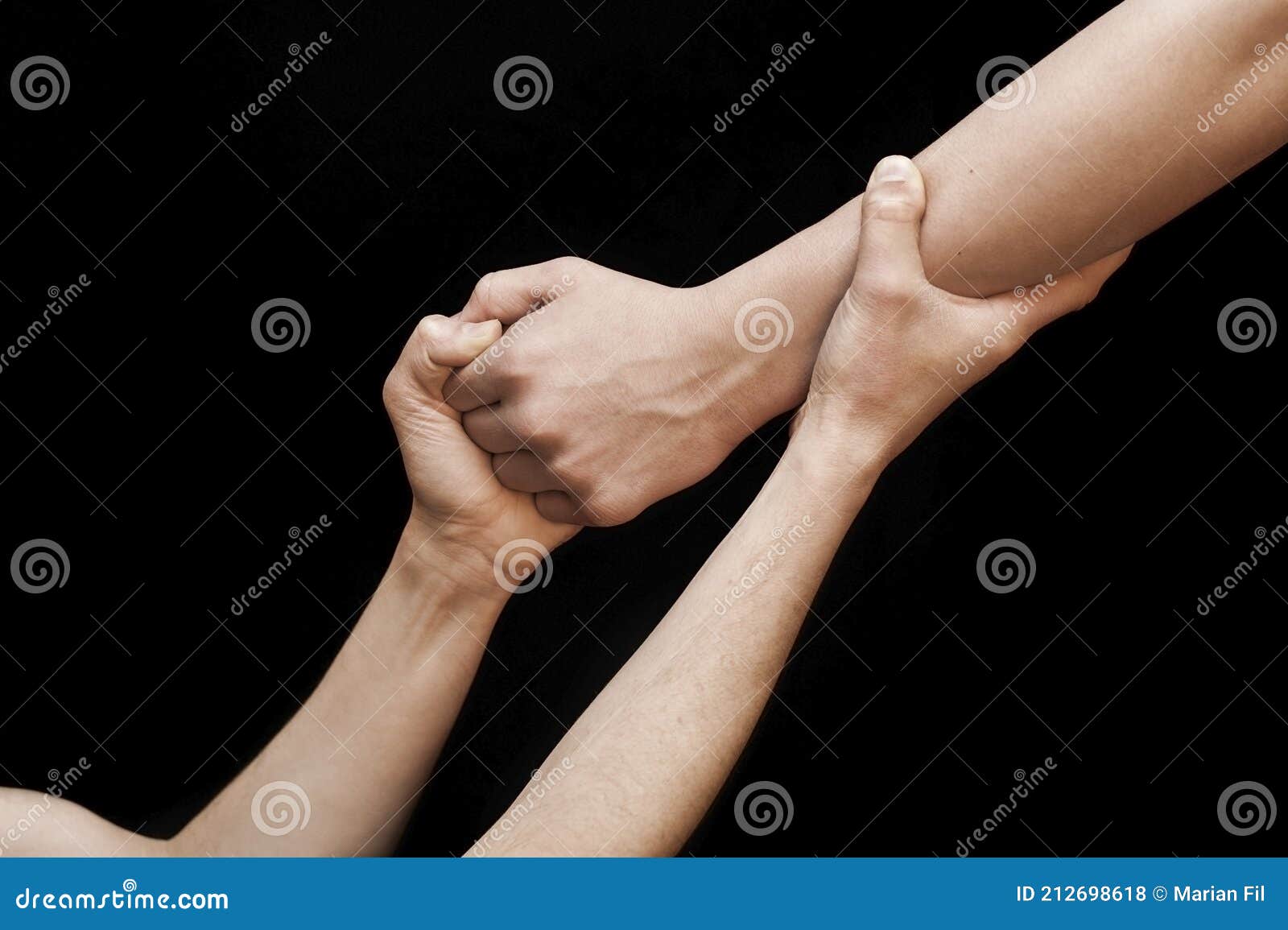 Concept of Help on Black Background. One Hand Pulls Another Two Hands ...