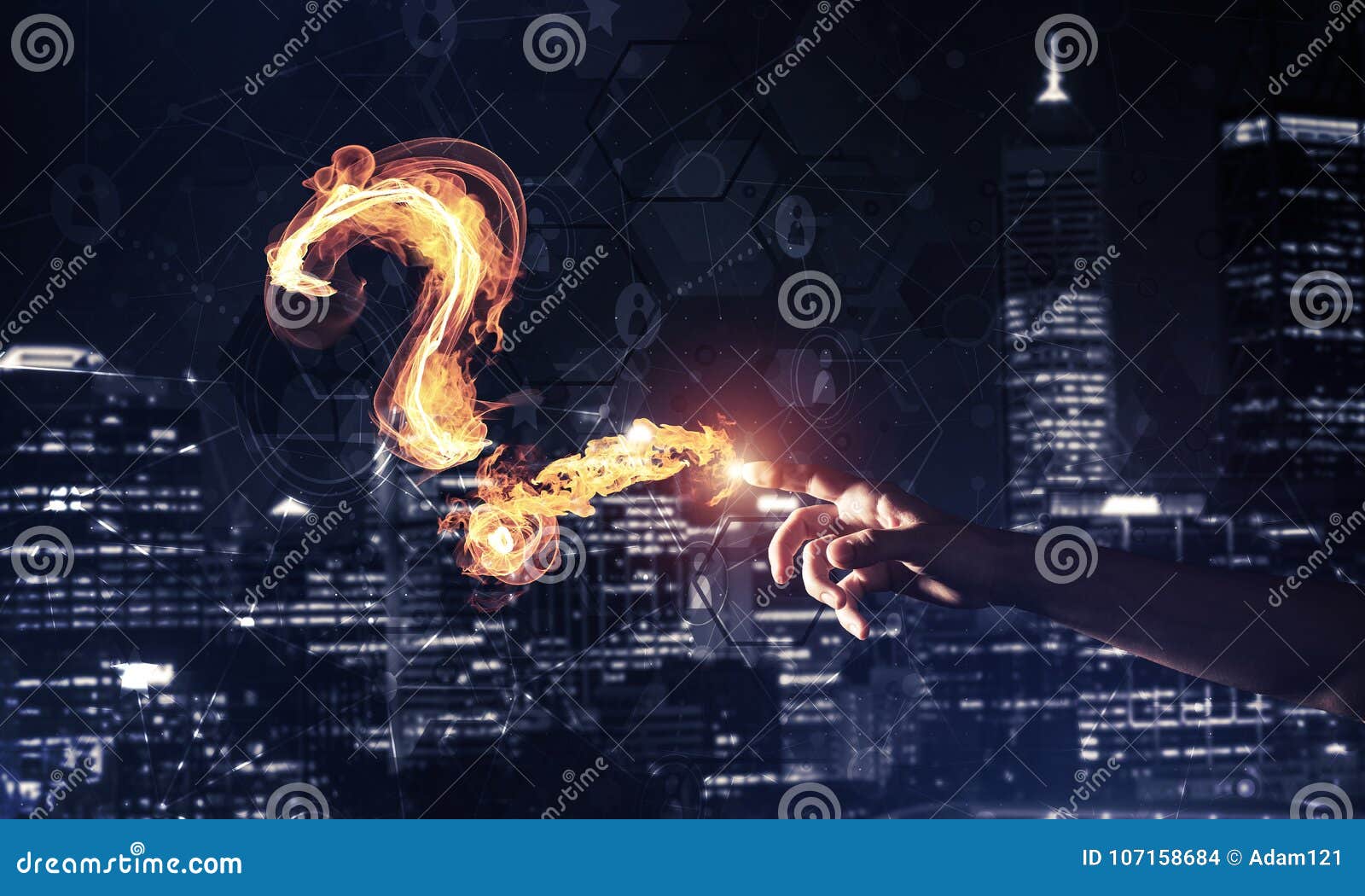 Concept of Help or Support with Fire Burning Question Mark Again Stock ...