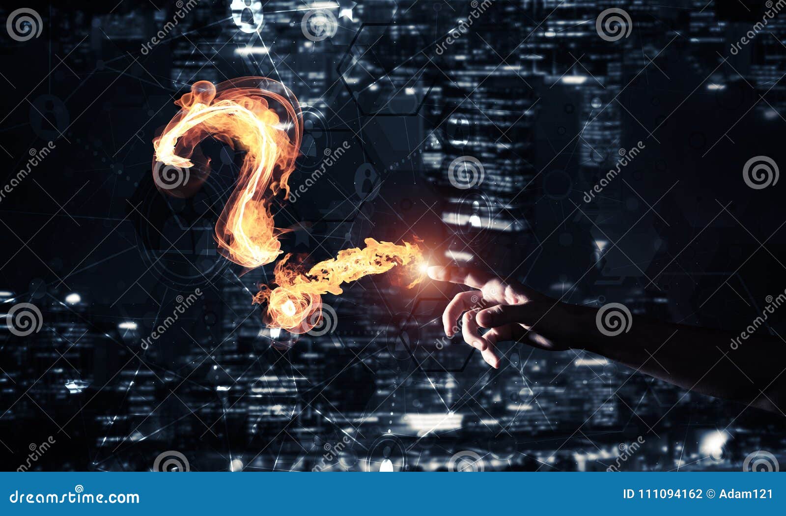 Concept of Help or Support with Fire Burning Question Mark Again Stock ...