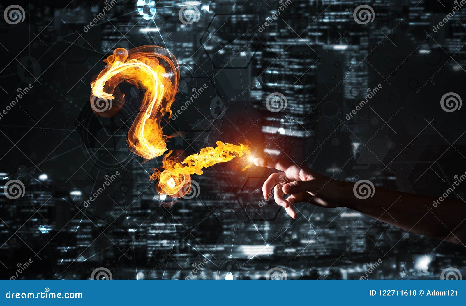 Concept of Help or Support with Fire Burning Question Mark Against ...