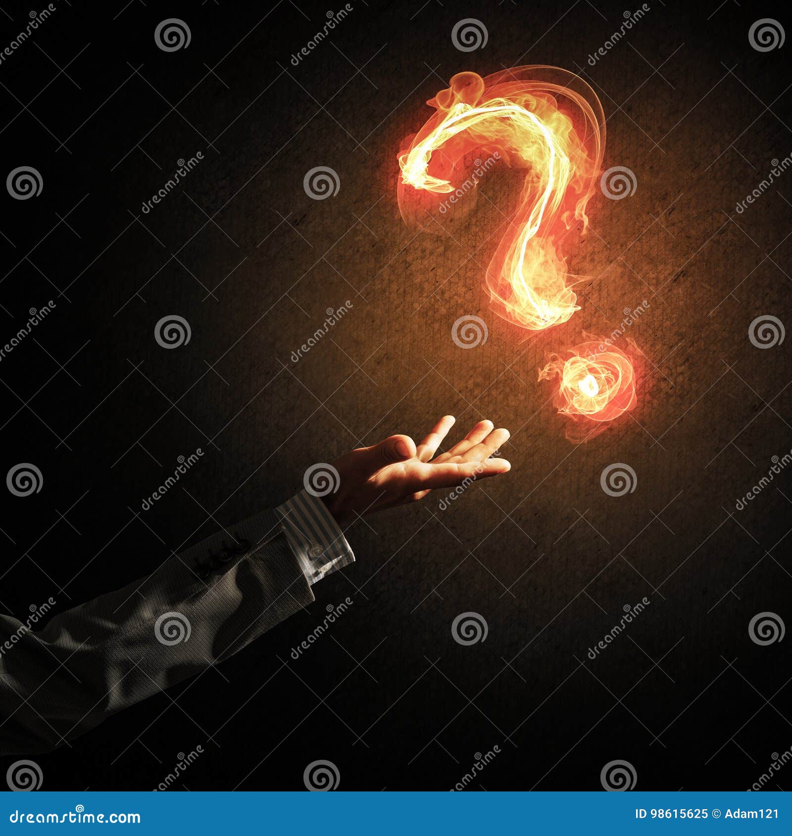 Concept of Help or Support with Fire Burning Question Mark Stock Image ...