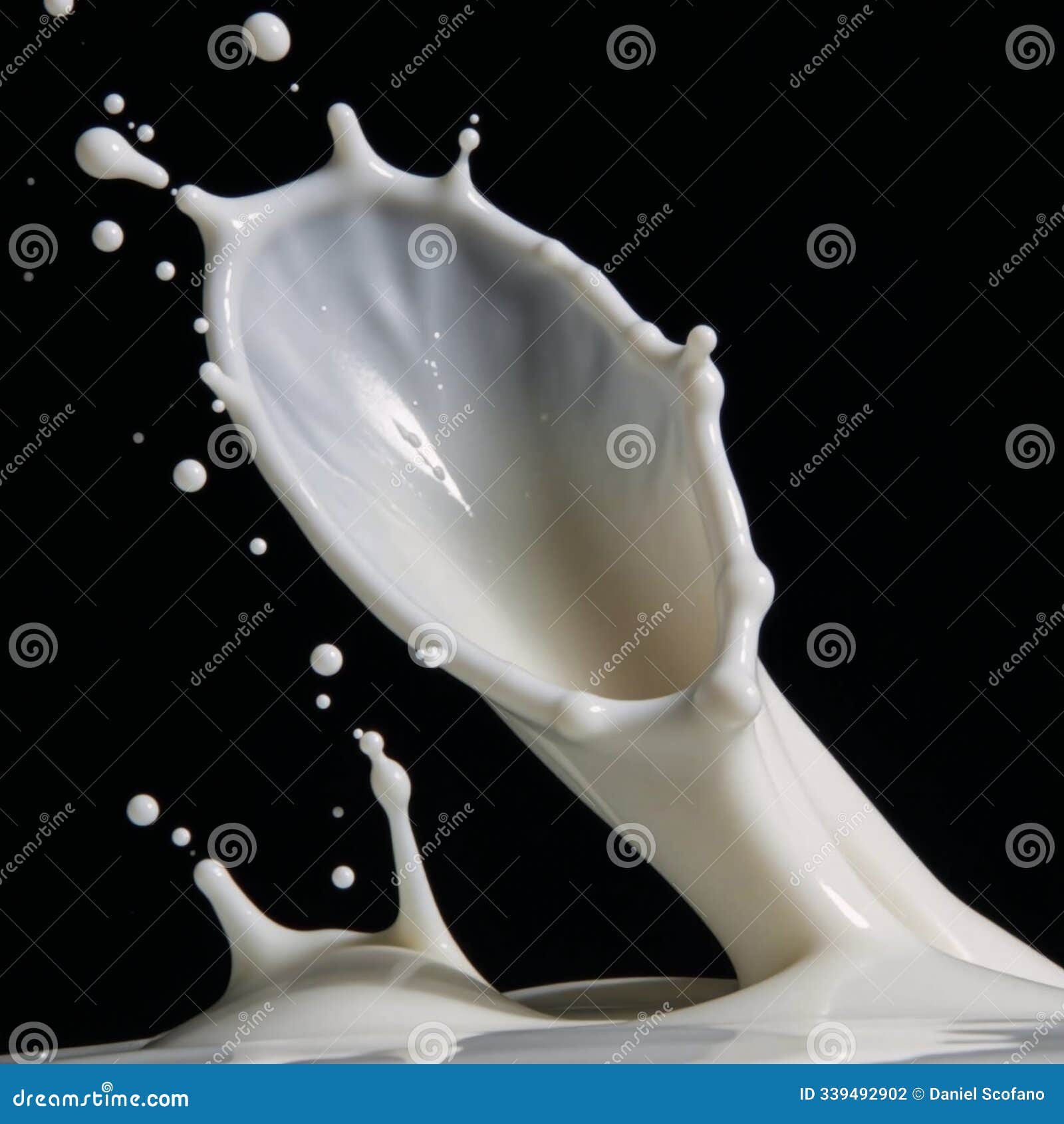 Highspeed Image Of Dynamic Milk Splash Against Black Backdrop ...