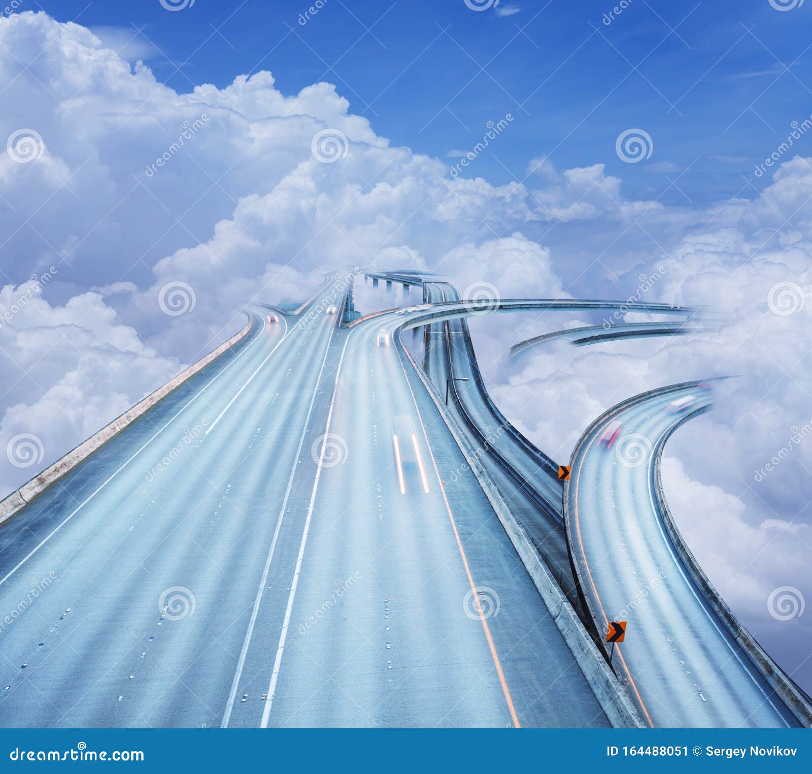 Concept of the Highway Intersection in Clouds Sky Stock Image - Image ...