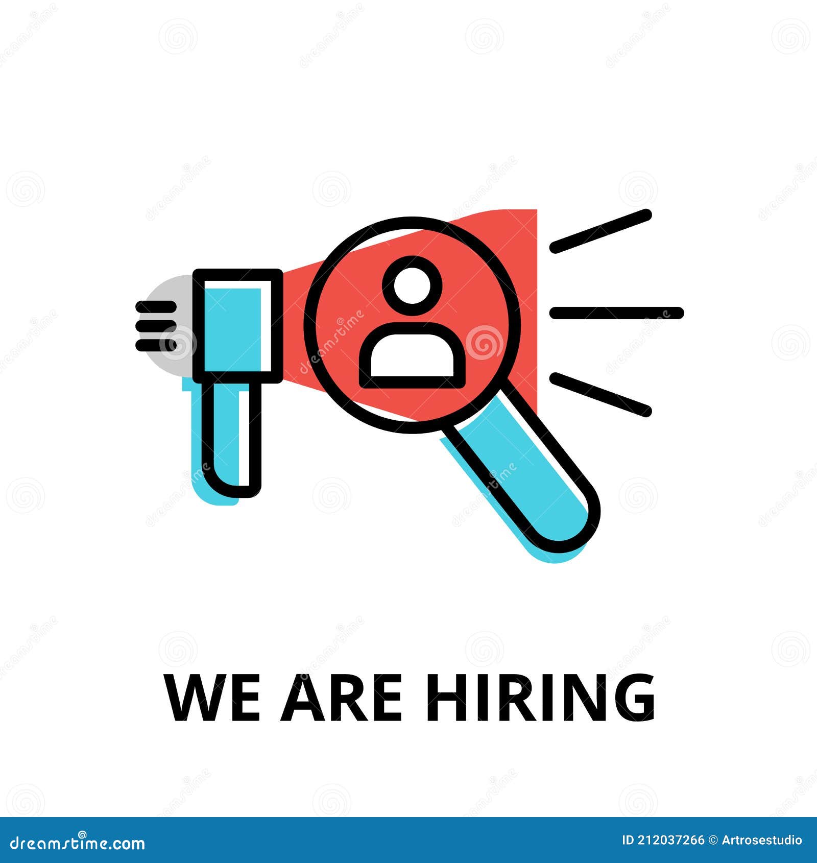 We Are Hiring Line Art Web Banner Concept With People. Recruitment ...