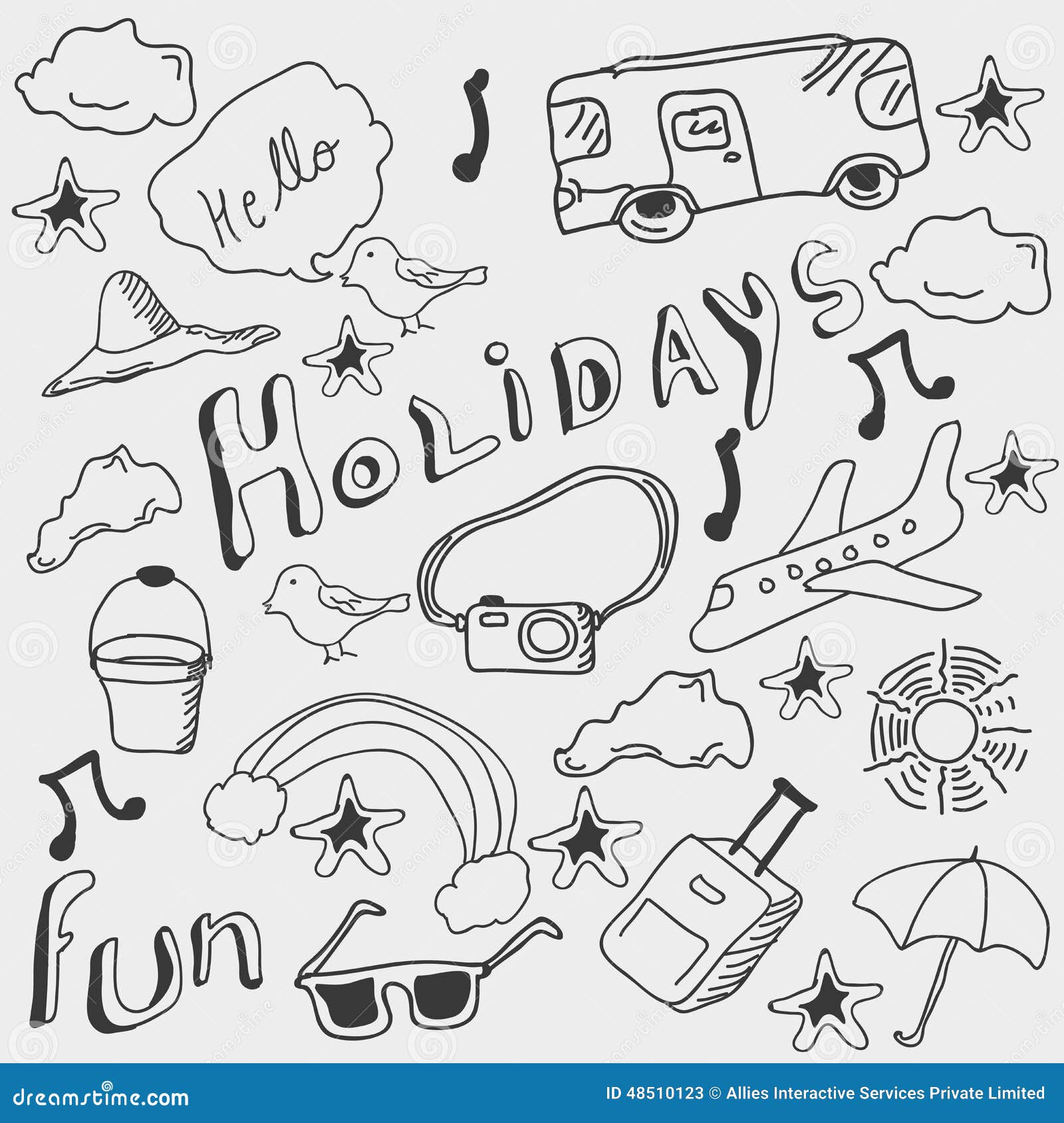 Concept of Holiday Doodles. Stock Illustration - Illustration of icon ...