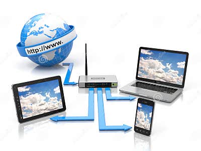 Concept of Home Network. Sync Devices Stock Illustration - Illustration ...