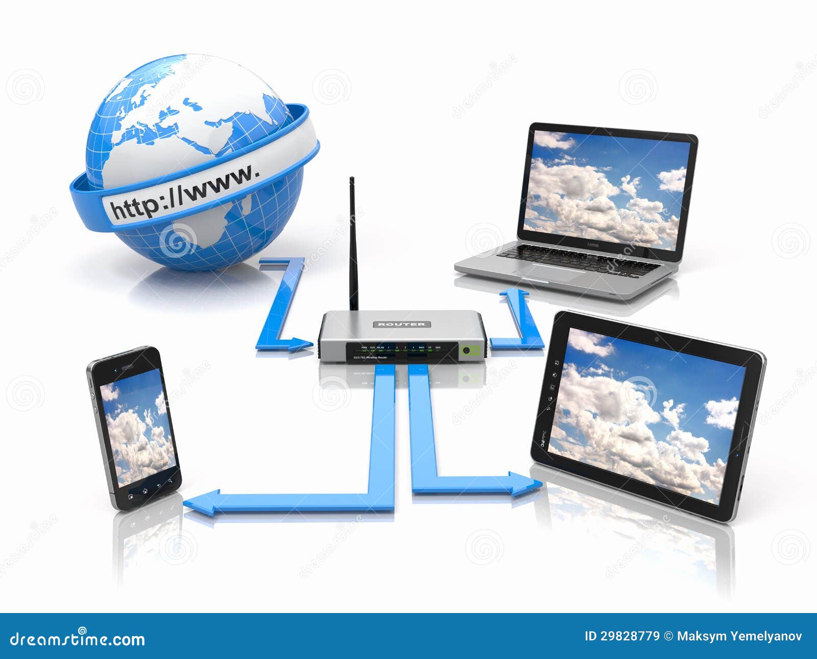 Concept of Home Network. Sync Devices Stock Illustration - Illustration ...