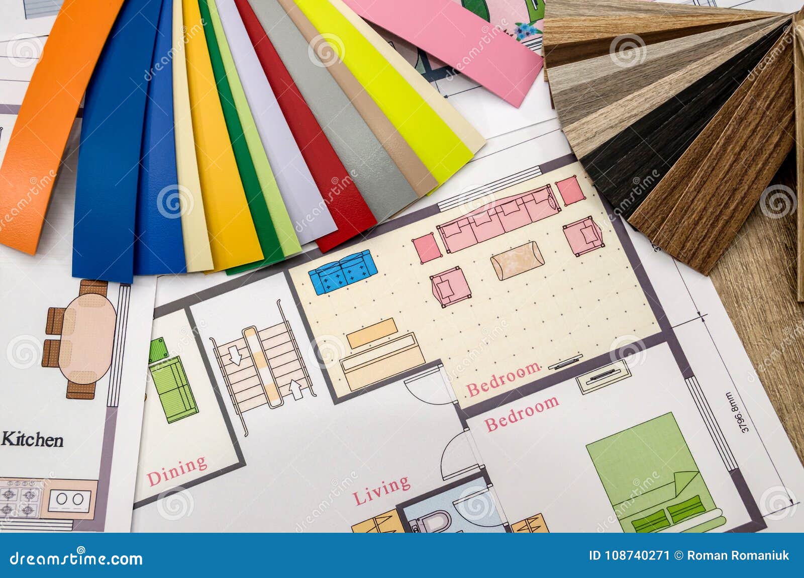 Home Plan and Color Palette Stock Image - Image of samples, plans ...