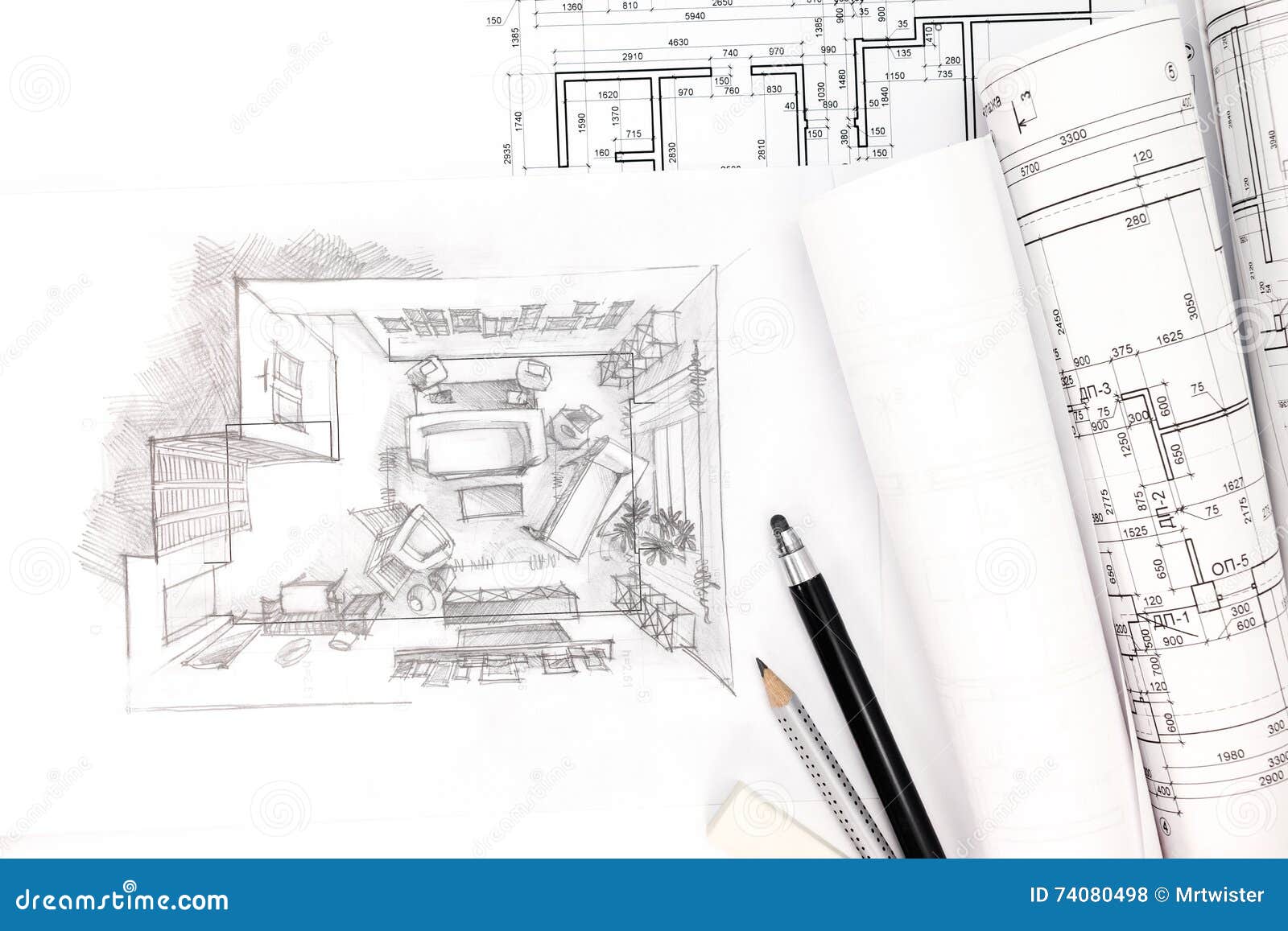 Concept of Home Renovation with Architectural Drawing and Blueprint ...