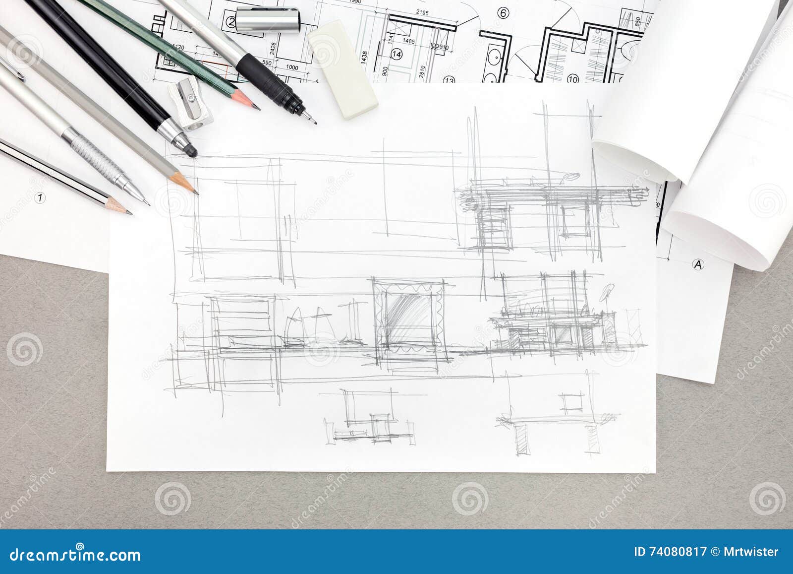 Concept of Home Renovation Architectural Sketch with Drawing Too Stock ...