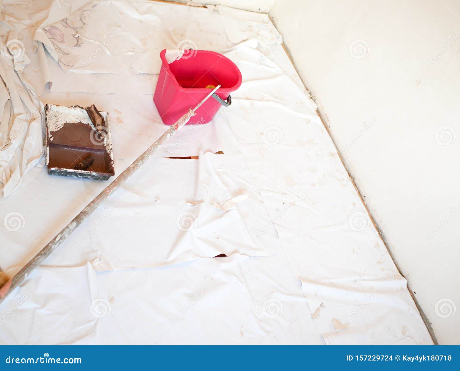 The Concept of Home Repair and Wall Painting. Working Mess Stock Photo ...