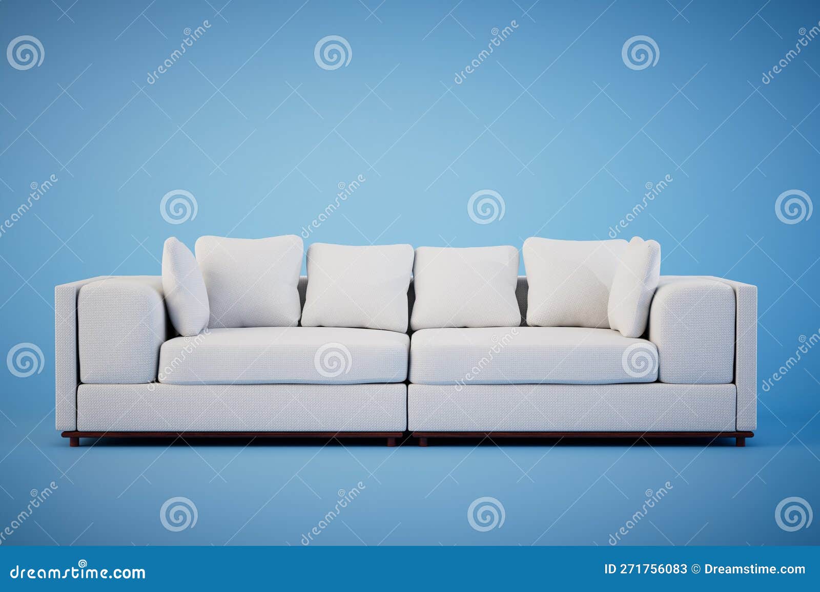 The Concept of Home Rest. White Soft Sofa on a Blue Background Stock ...