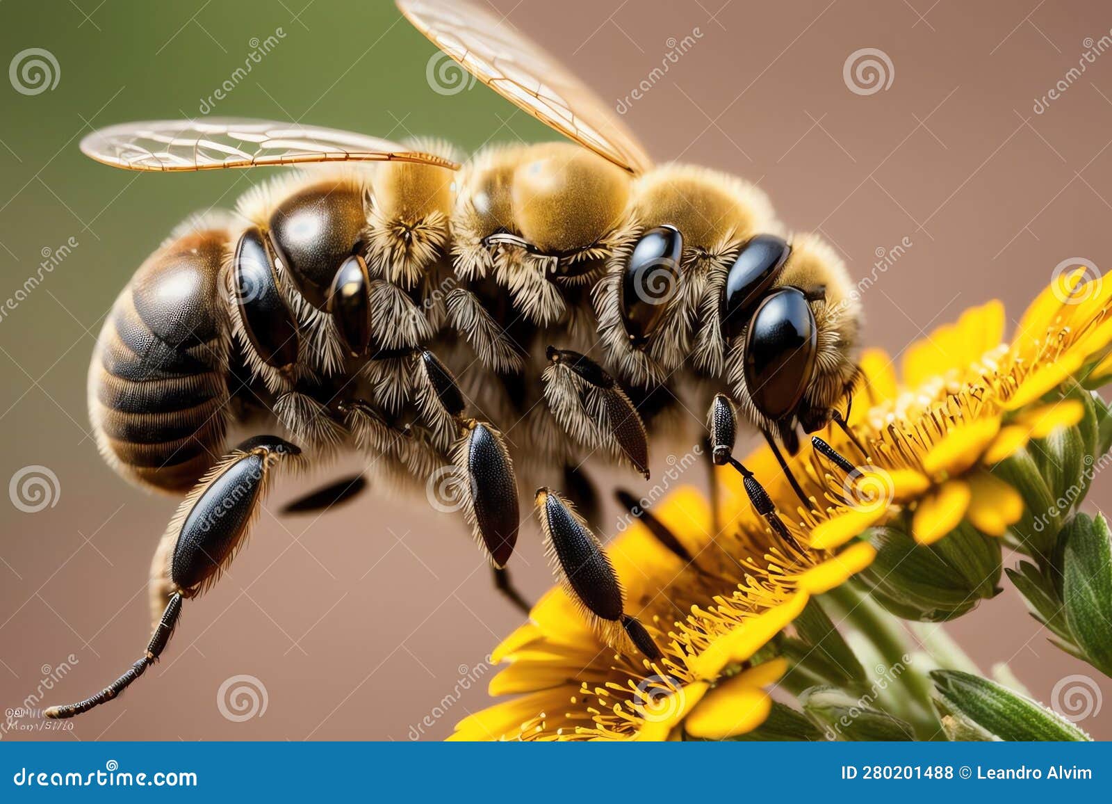 Honey Bee Collecting Nectar from Clover.AI Generated Stock Illustration ...