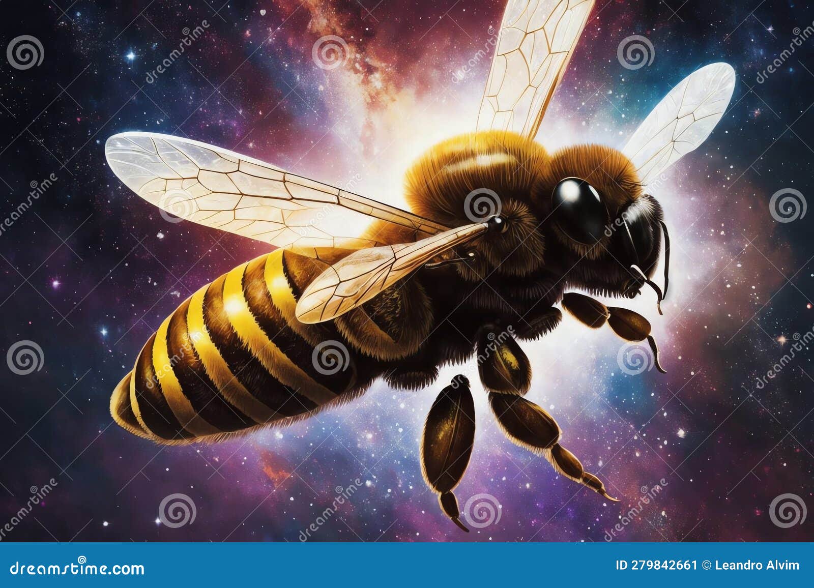 Honey Bee in Outer Space Fantasy .AI Generated Stock Illustration ...