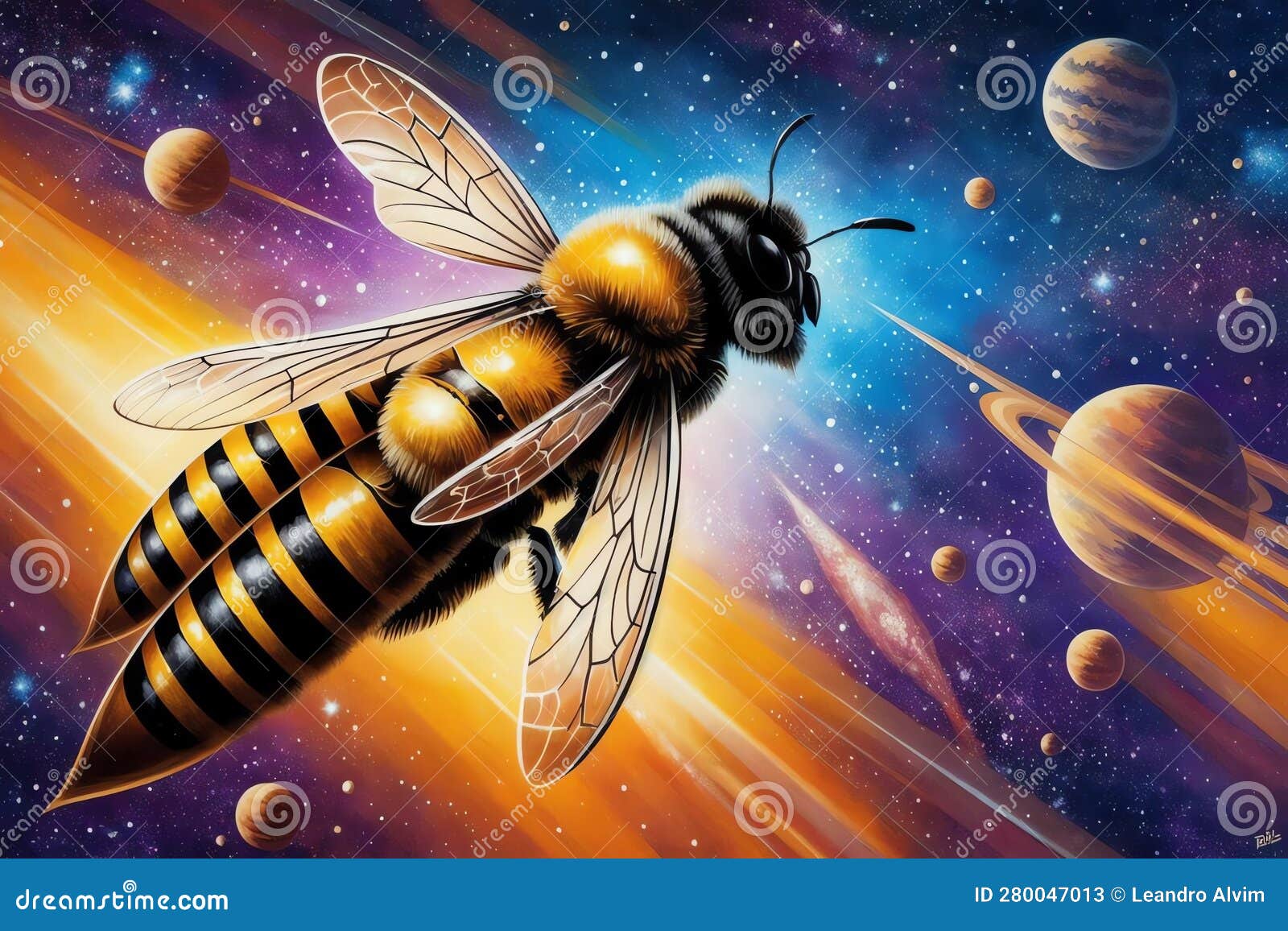 Honey Bee in Outer Space Fantasy.AI Generated Stock Illustration ...