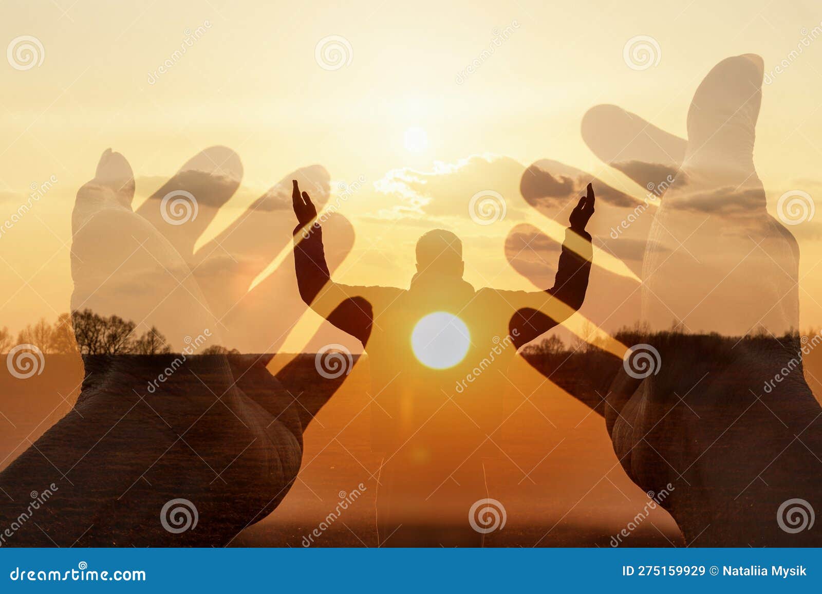Concept of Hope Prayer on Peaceful Sky Stock Image - Image of person ...