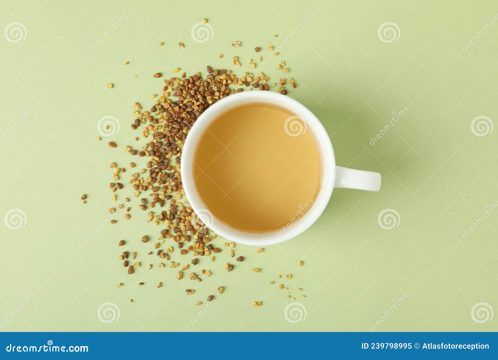 Concept of Hot Drink with Buckwheat Tea on Green Background Stock Image ...