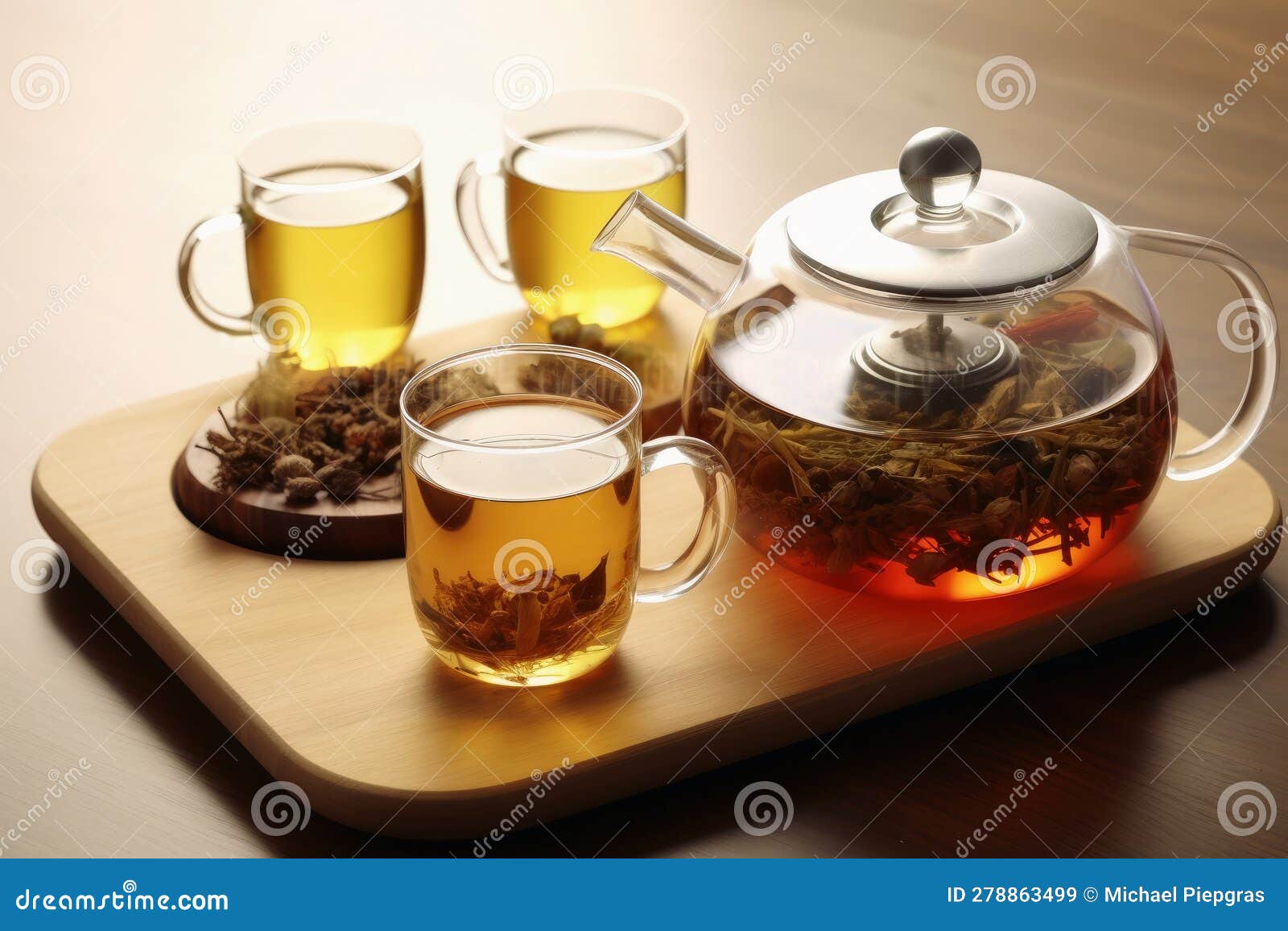 A Concept with Hot Tea and Leafs Created with Generative AI Technology ...