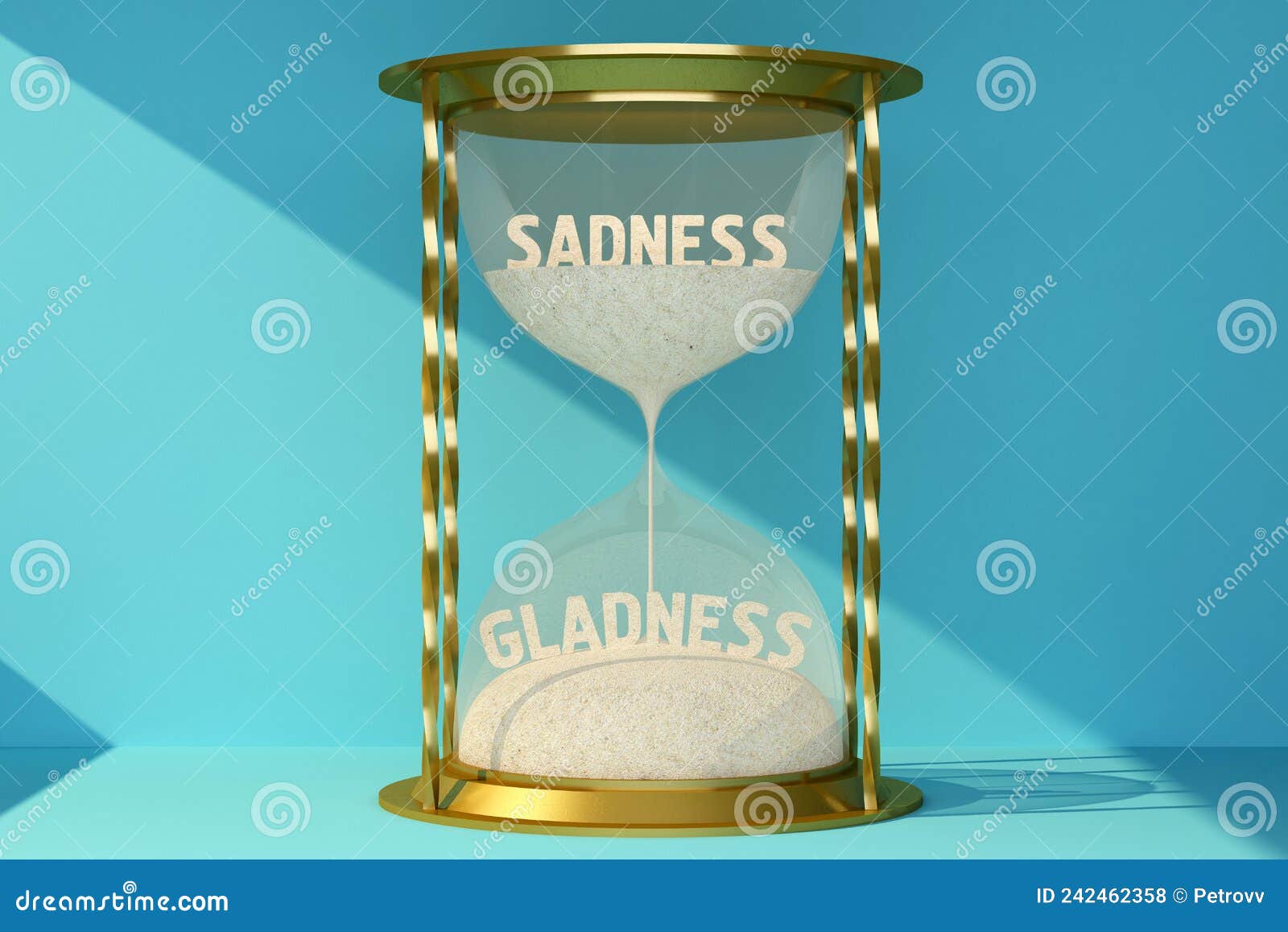Concept Hourglass with Text Sadness and Gladness Stock Illustration ...