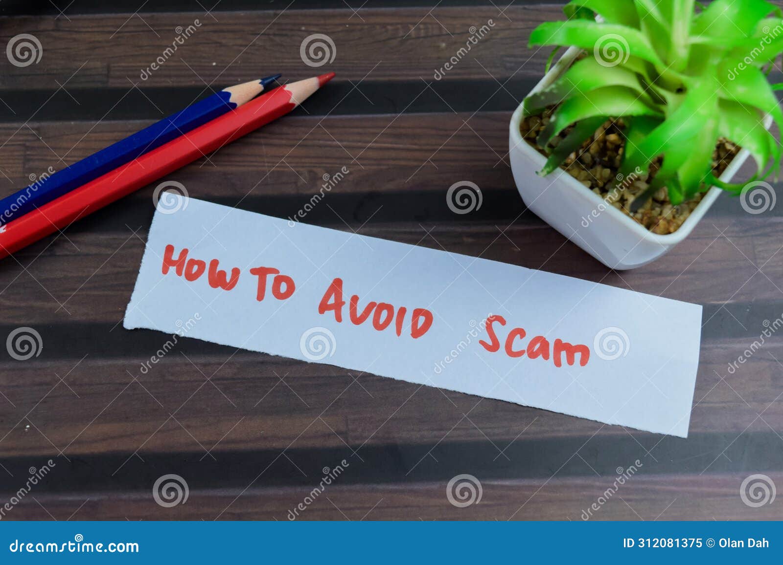 Concept of How To Avoid Scam Write on Sticky Notes Isolated on Wooden ...