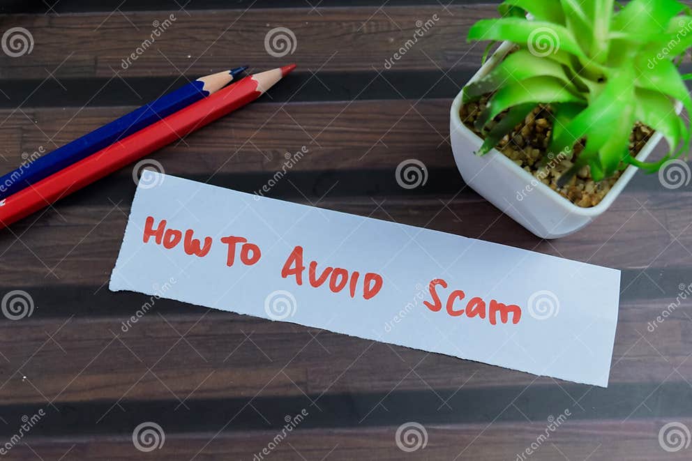 Concept of How To Avoid Scam Write on Sticky Notes Isolated on Wooden ...