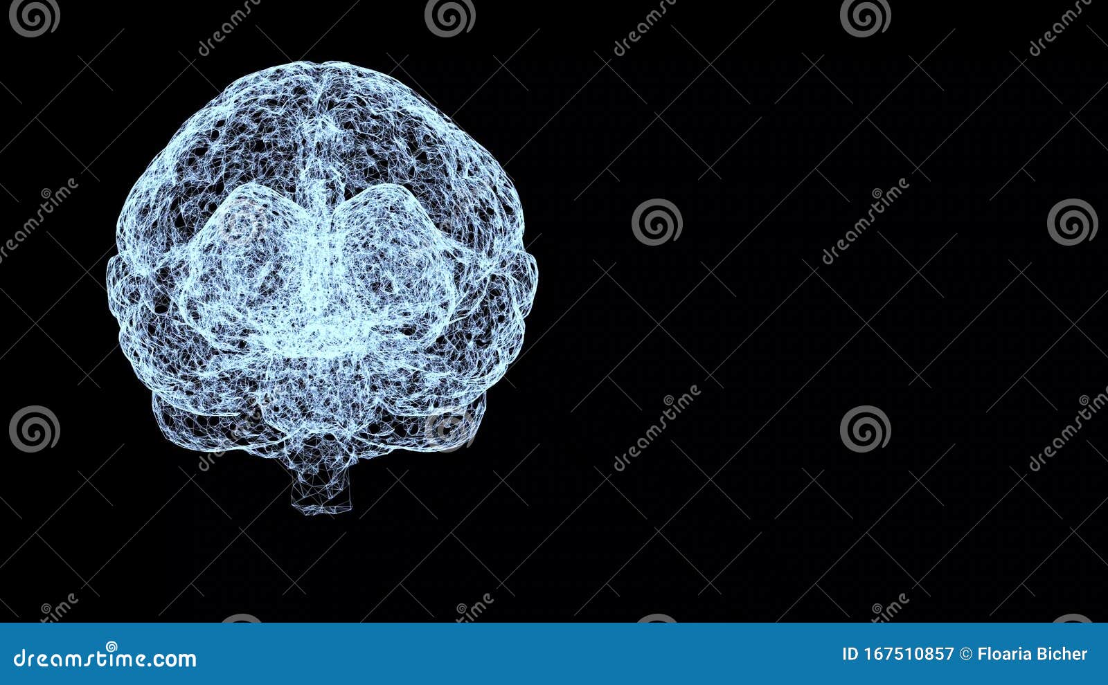 Concept of Human Intelligence. Abstract Blue Model of Human Brain on ...
