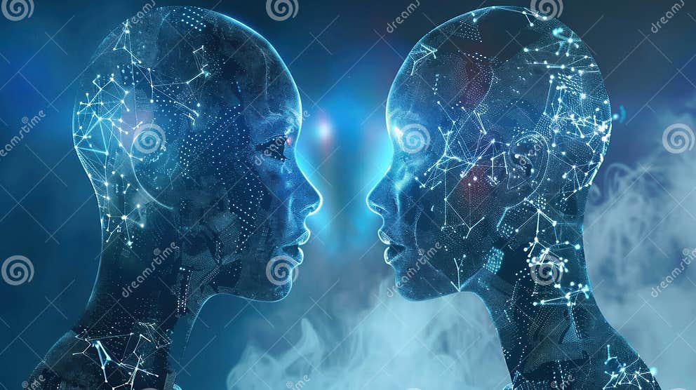 The Concept of Human Interaction with Artificial Intelligence. Stock ...