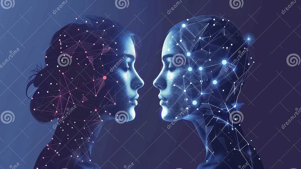 The Concept of Human Interaction with Artificial Intelligence. Stock ...