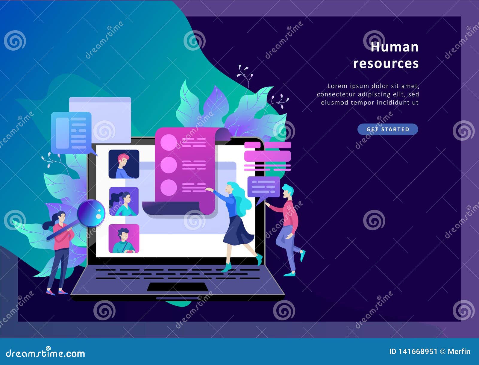 Concept Human Resources, Banner, Presentation, Social Media, Documents ...