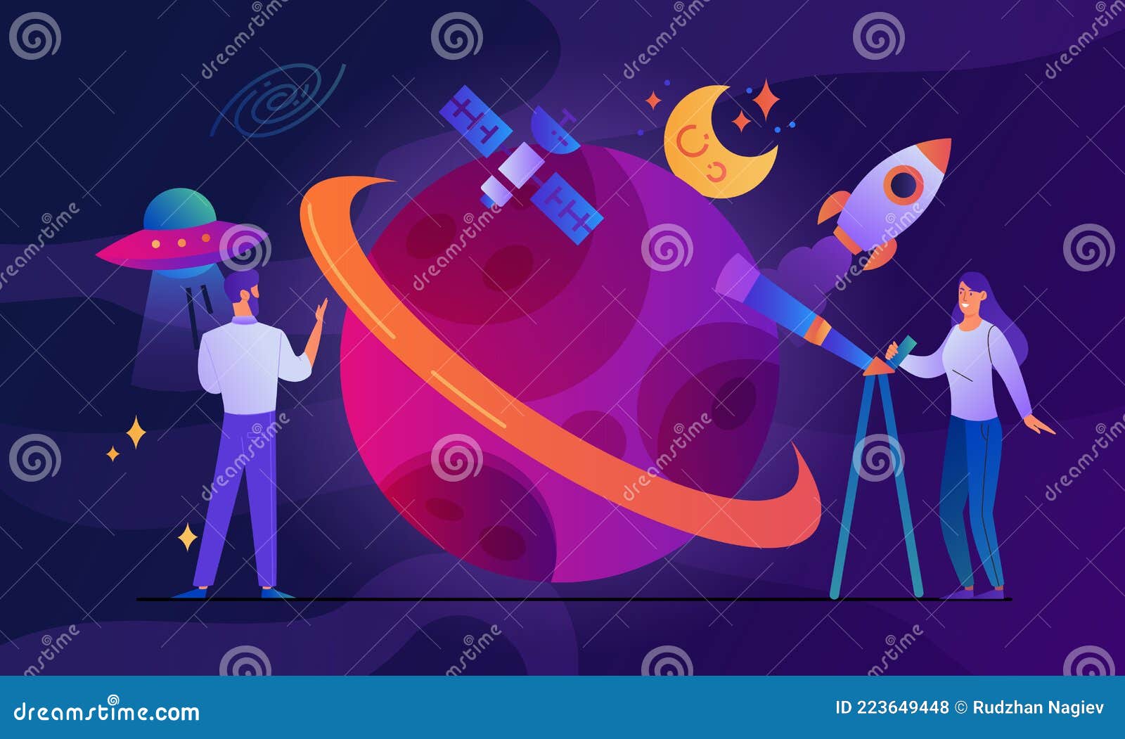 Concept of Human Space Exploration Stock Vector - Illustration of ...