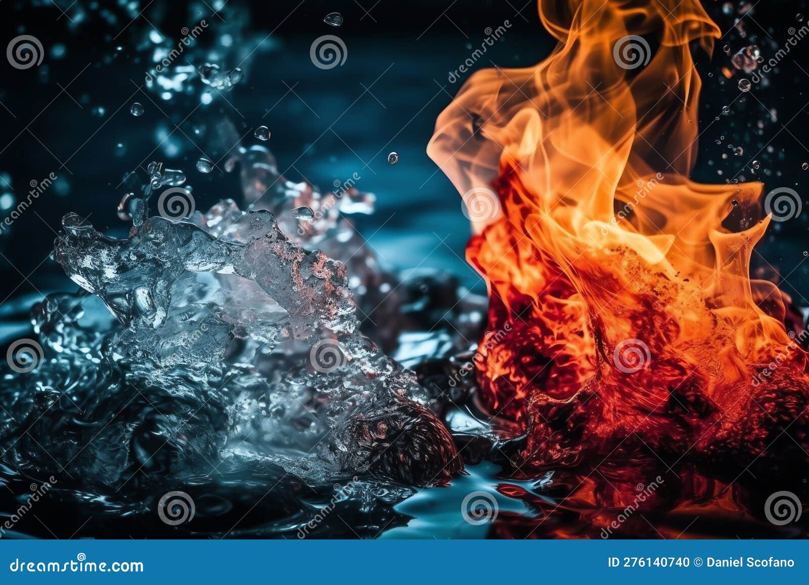 Ice Colliding with Flames Desktop Wallpaper High Contrast. Generative ...