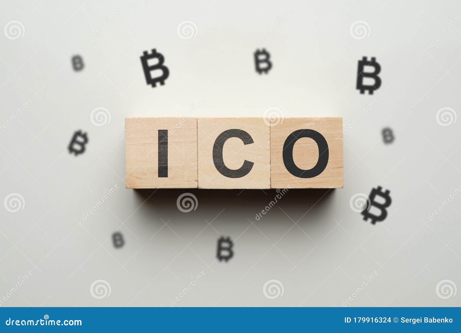 The Concept of Ico and Cryptocurrency - Wooden Cubes with Bitcoin Stock ...