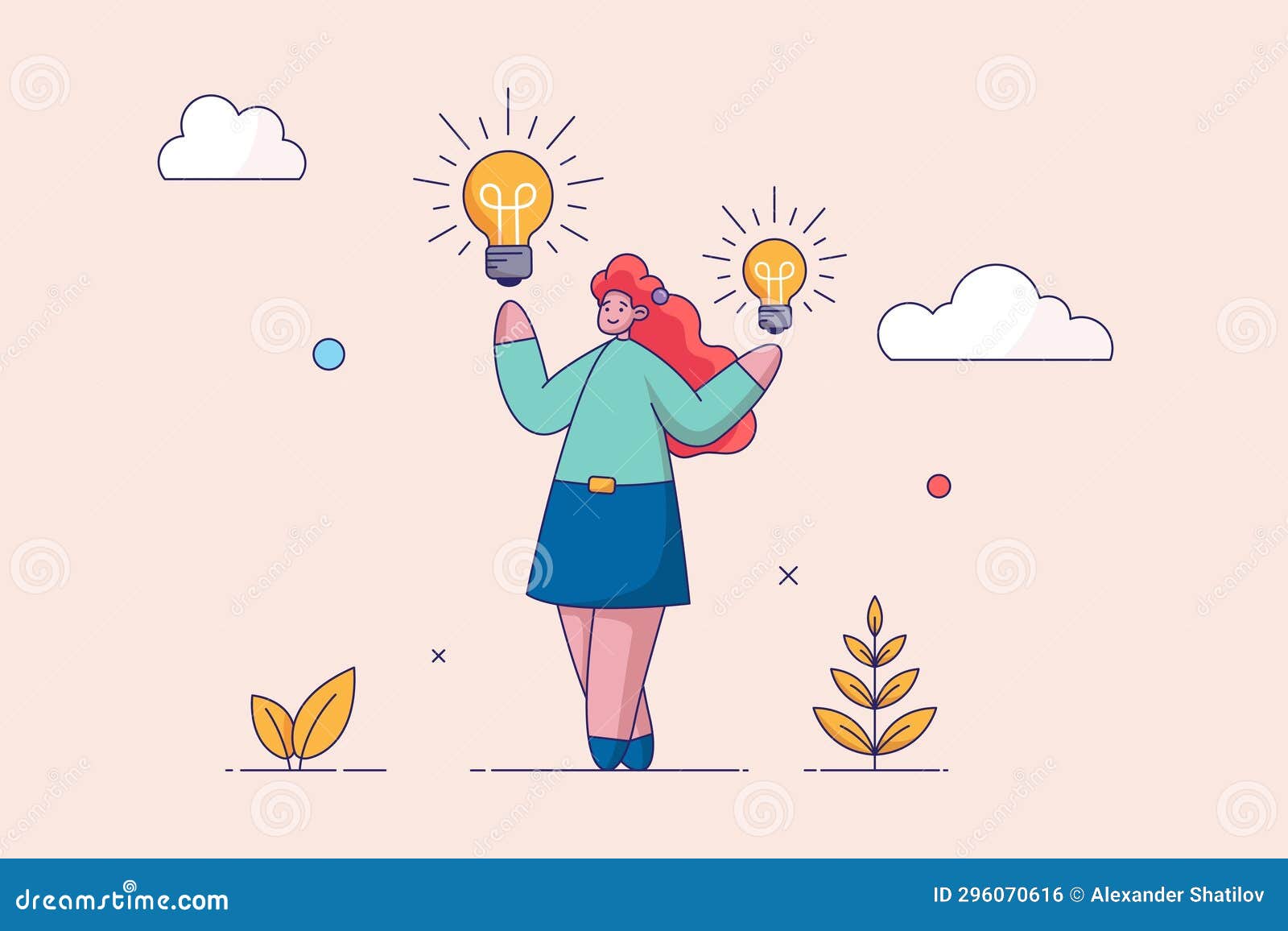 Concept of Idea, Brainstorm, Thinking, Solution, Eureka, Bingo. Woman ...